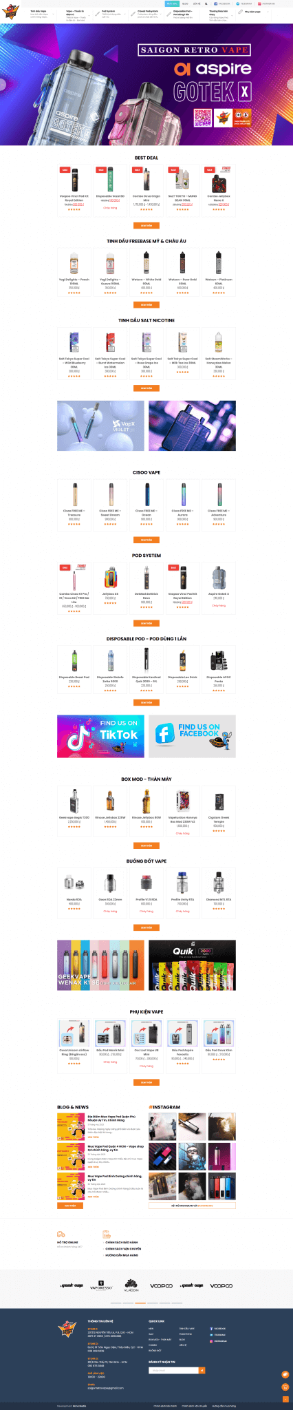Dự Án Website Bán Hàng - SAIGON RETRO VAPE