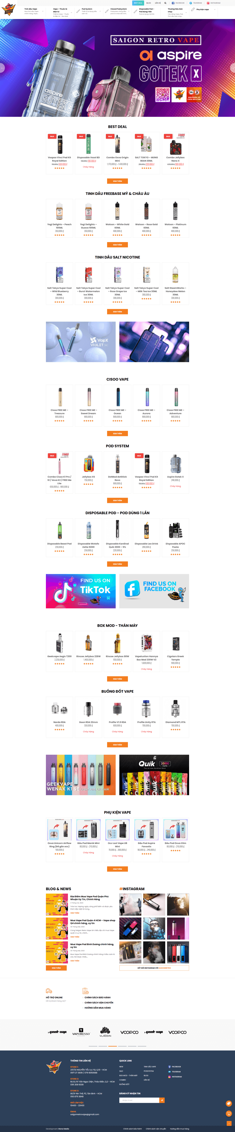 Dự Án Website Bán Hàng - SAIGON RETRO VAPE