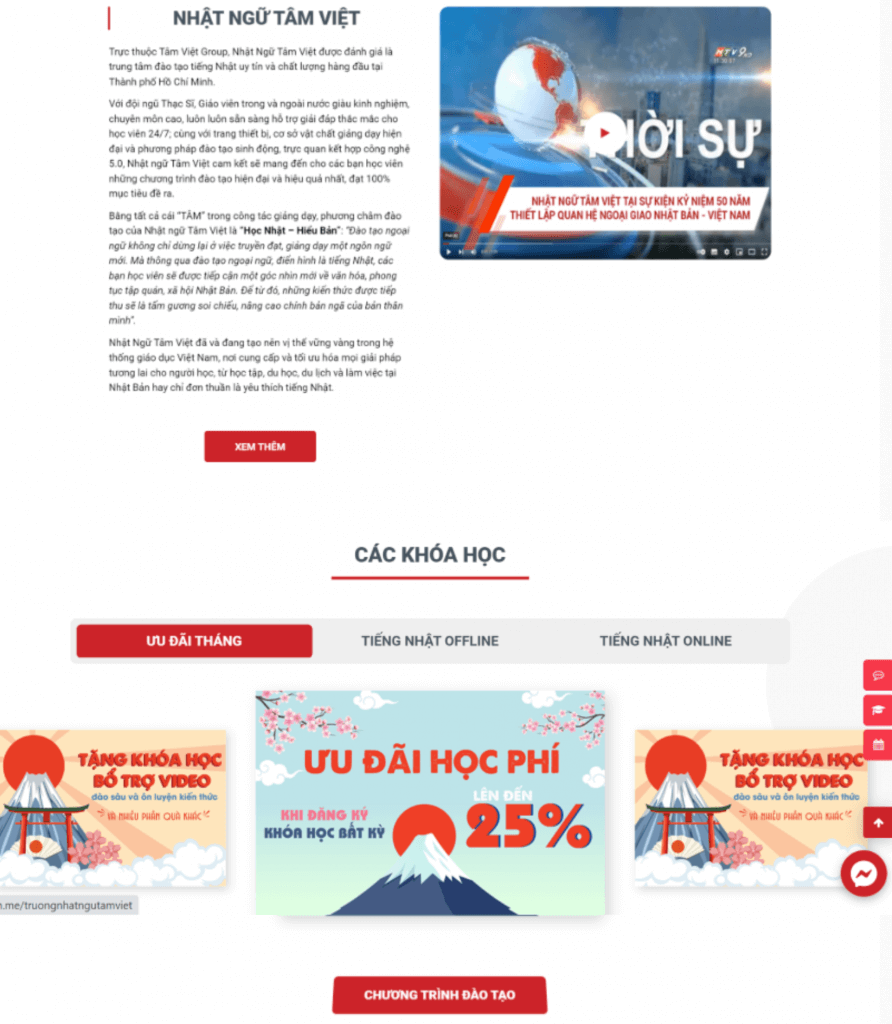 Tâm Việt Group - Dự Án Website ELearning