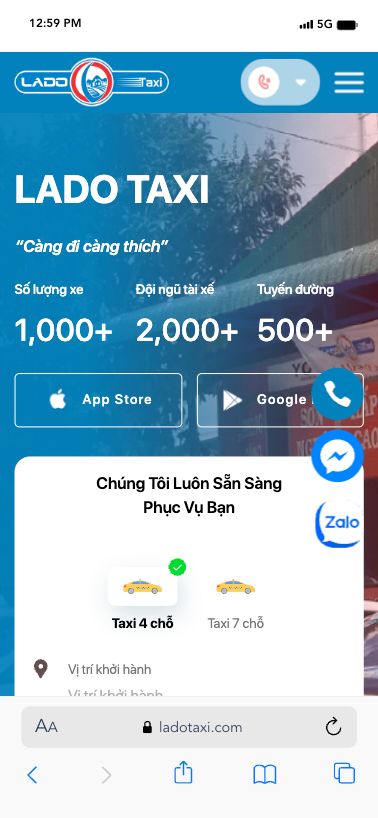 Dự án Thiết kế Website Đặt Xe - Lado Taxi