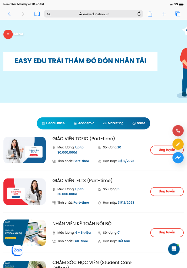 Dự án website Trung tâm Anh ngữ - EASY EDU