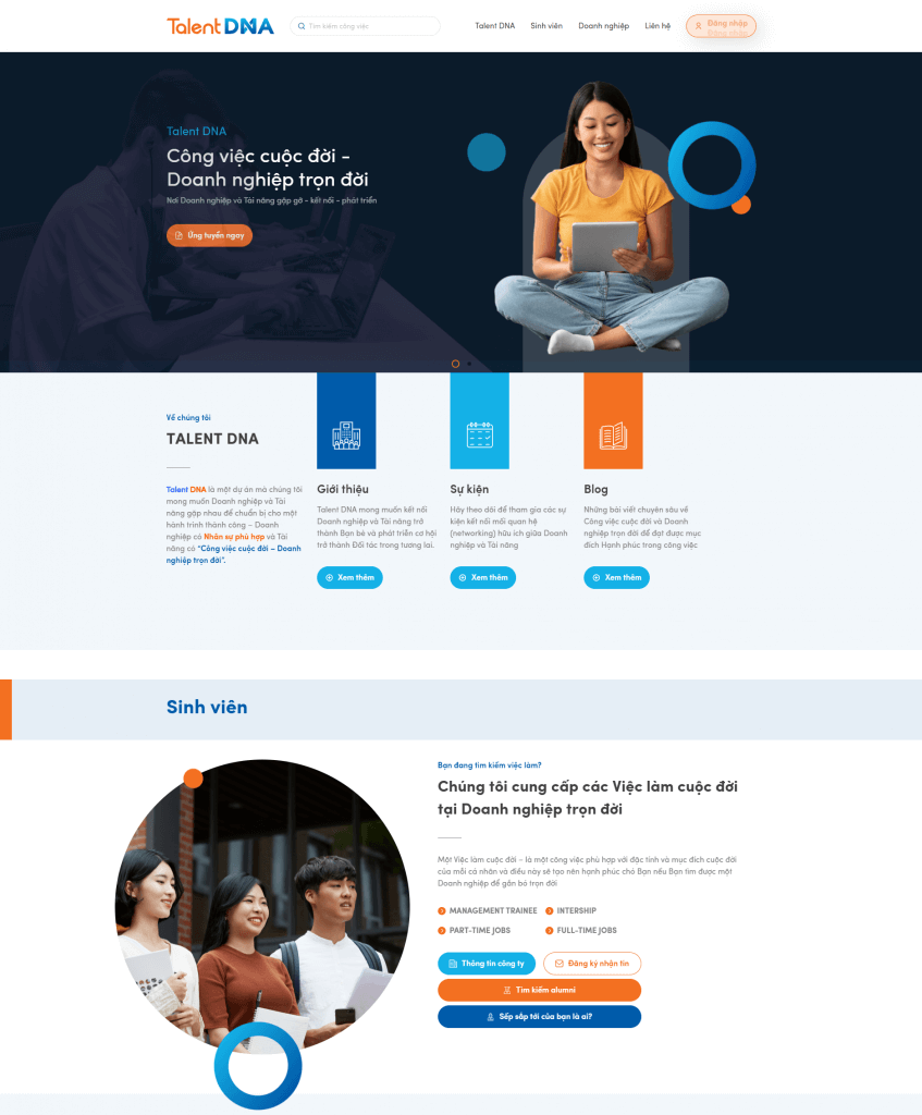 Dự án Website Tuyển dụng Kết nối doanh nghiệp Talent DNA