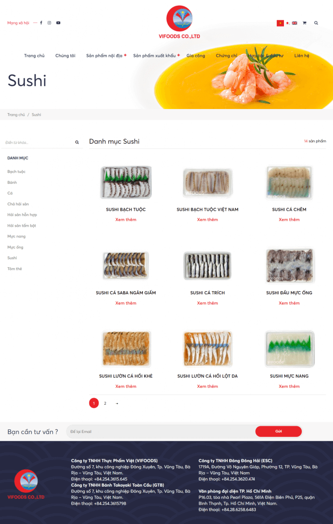 Dự án website Công ty thực phẩm Việt - VIFOODS