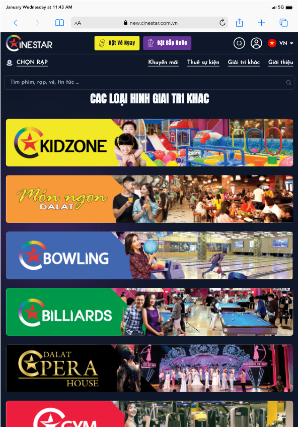 CINESTAR - Hệ thống rạp chiếu phim hiện đại bậc nhất